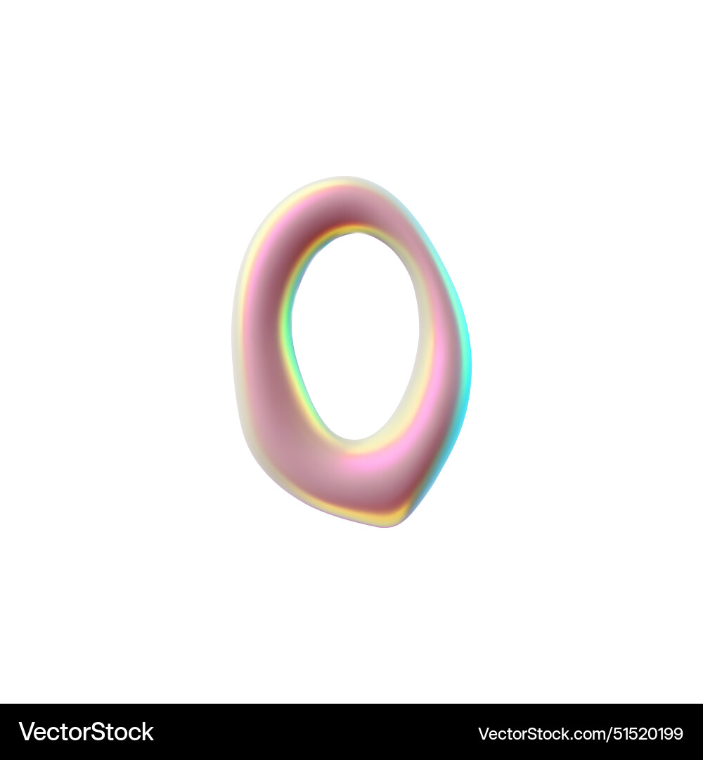 3d glossy plastic pink number 0 zero or letter o Vector Image