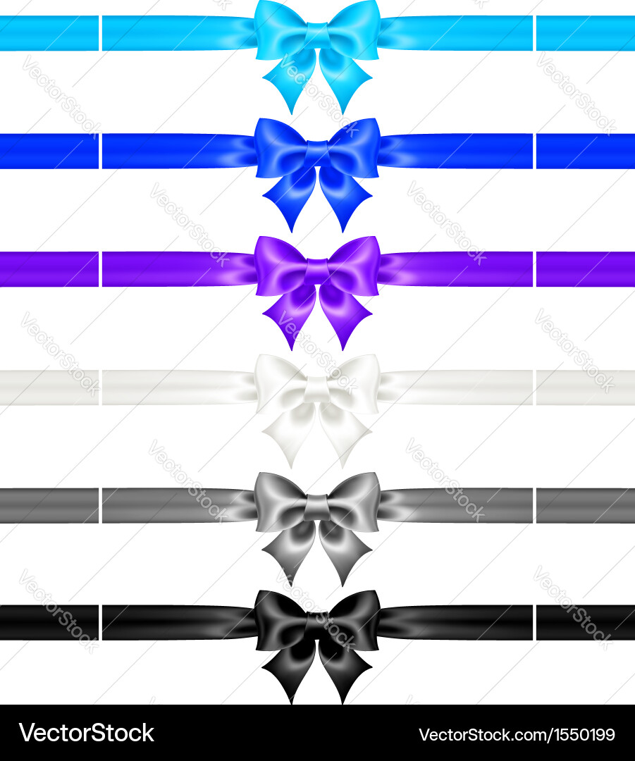 Bows with ribbons of cool colors Royalty Free Vector Image