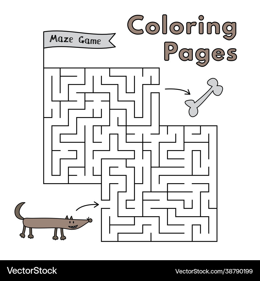 Cartoon wolf maze game for kids Royalty Free Vector Image