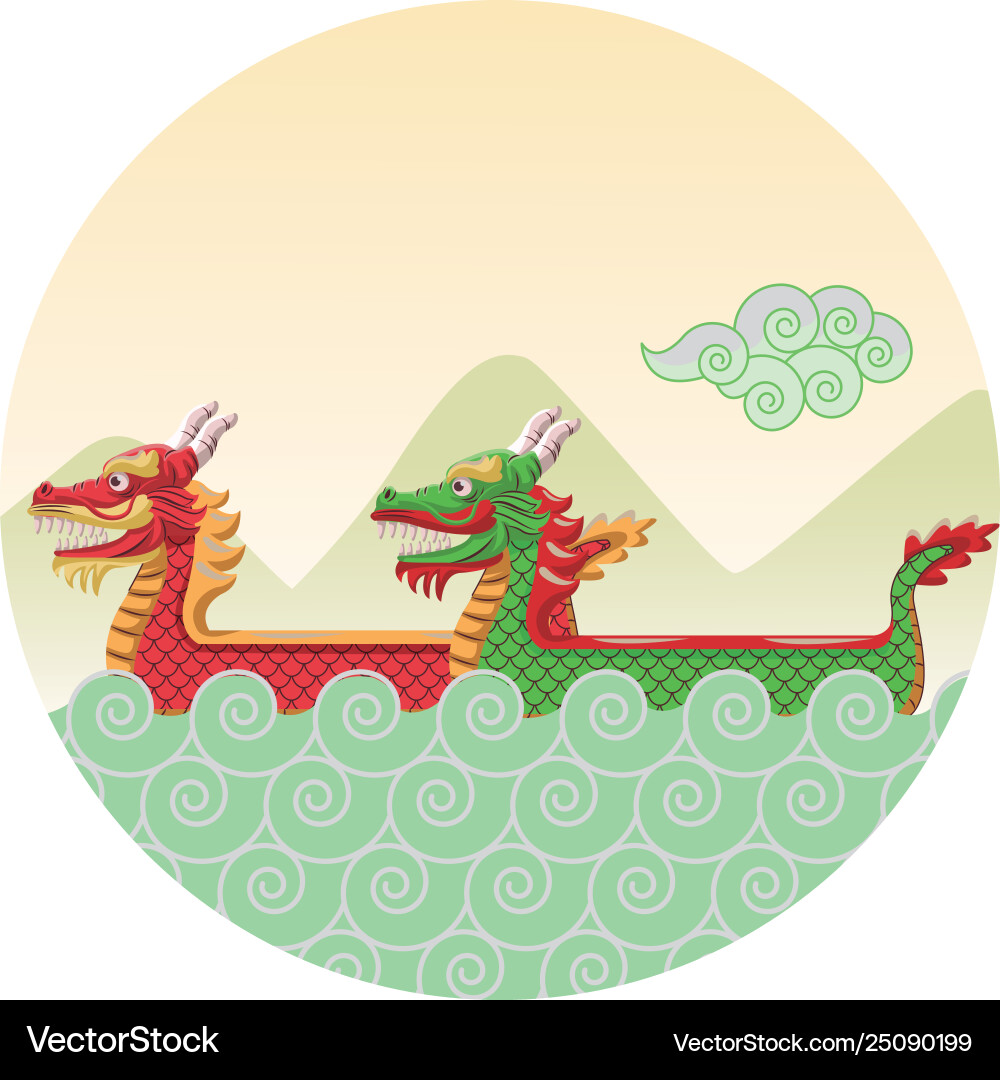 Dragon boat cartoon Royalty Free Vector Image - VectorStock