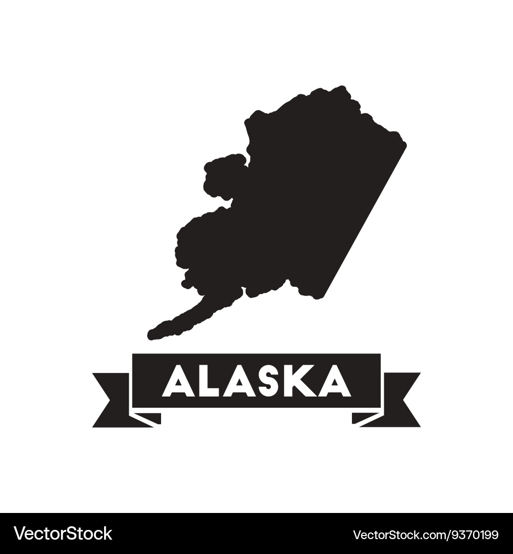 Flat icon in black and white alaska map Royalty Free Vector