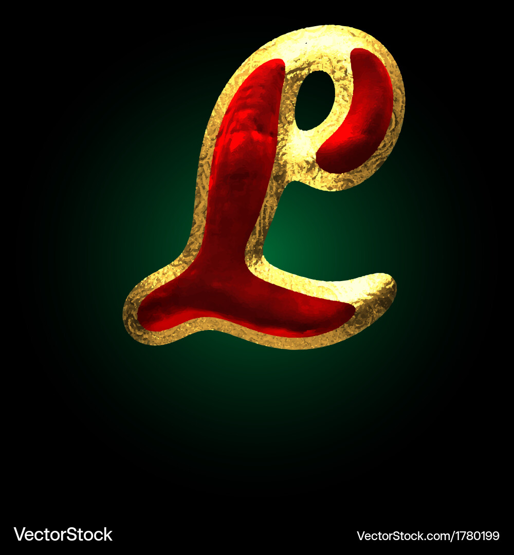 Golden and red letter l Royalty Free Vector Image