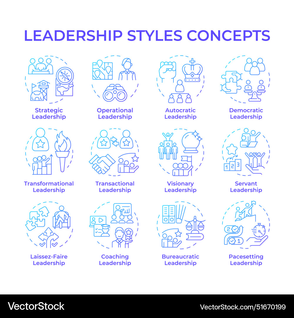 Leadership Concept Icons - Blue Gradient Vector Image