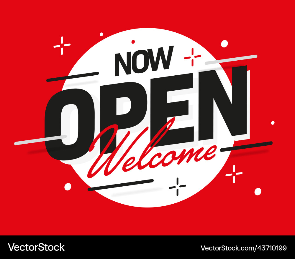 Now open invitation announcement red banner Vector Image