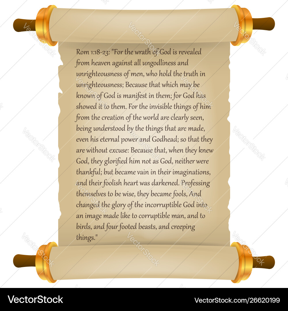 Old scroll with bible text parchment realistic Vector Image