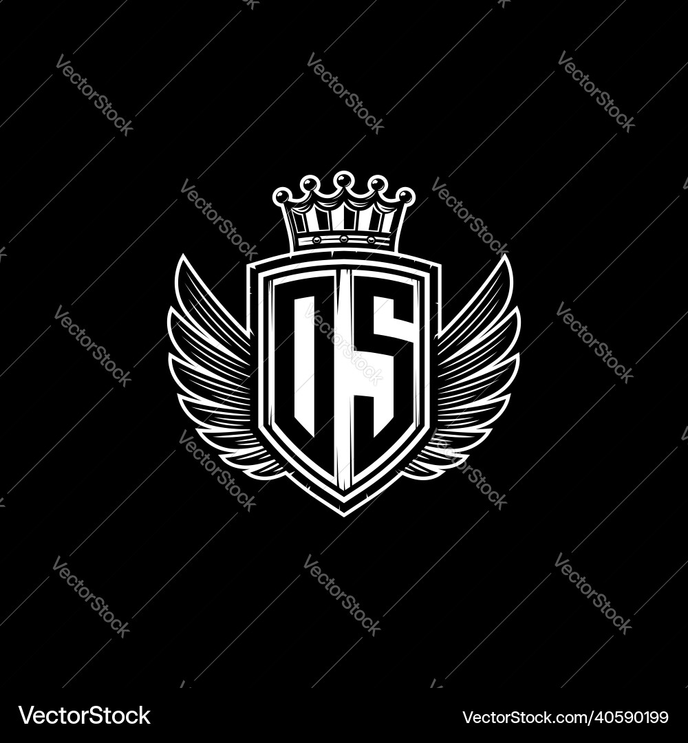 Os logo monogram shield crown luxury design Vector Image