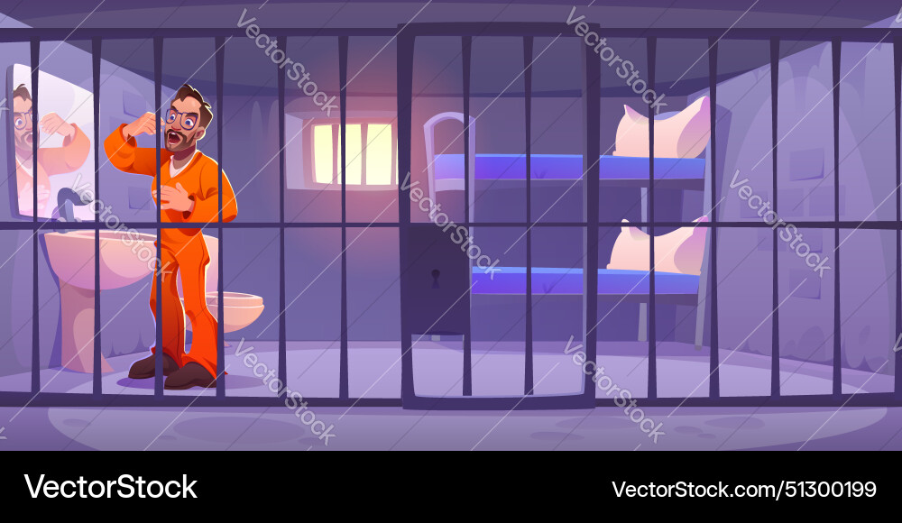 Prisoner in jail cell criminal man character Vector Image