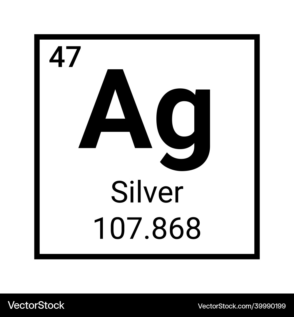 Silver periodic element atom ag symbol chemical Vector Image