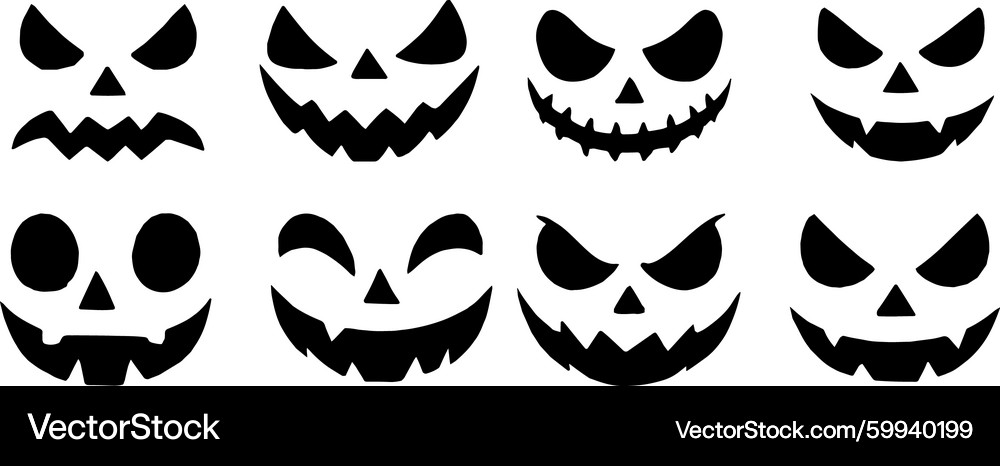 Spooky Halloween Pumpkin Faces – Royalty-Free Vector | VectorStock