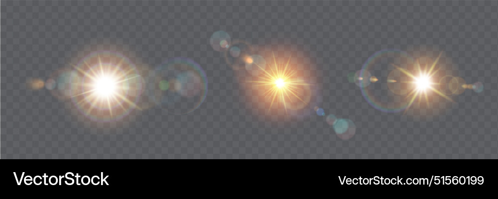 Sunlight glare effects realistic set Royalty Free Vector