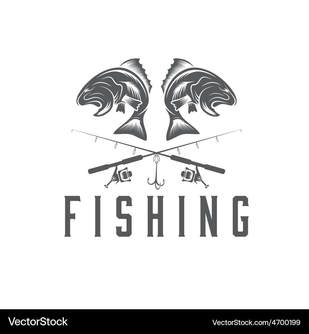Vintage fishing design template Royalty Free Vector Image