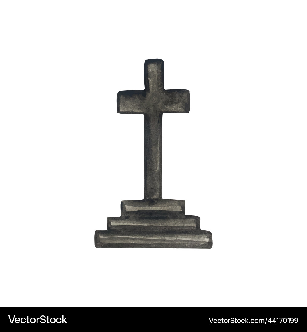 Watercolor grave cross Royalty Free Vector Image