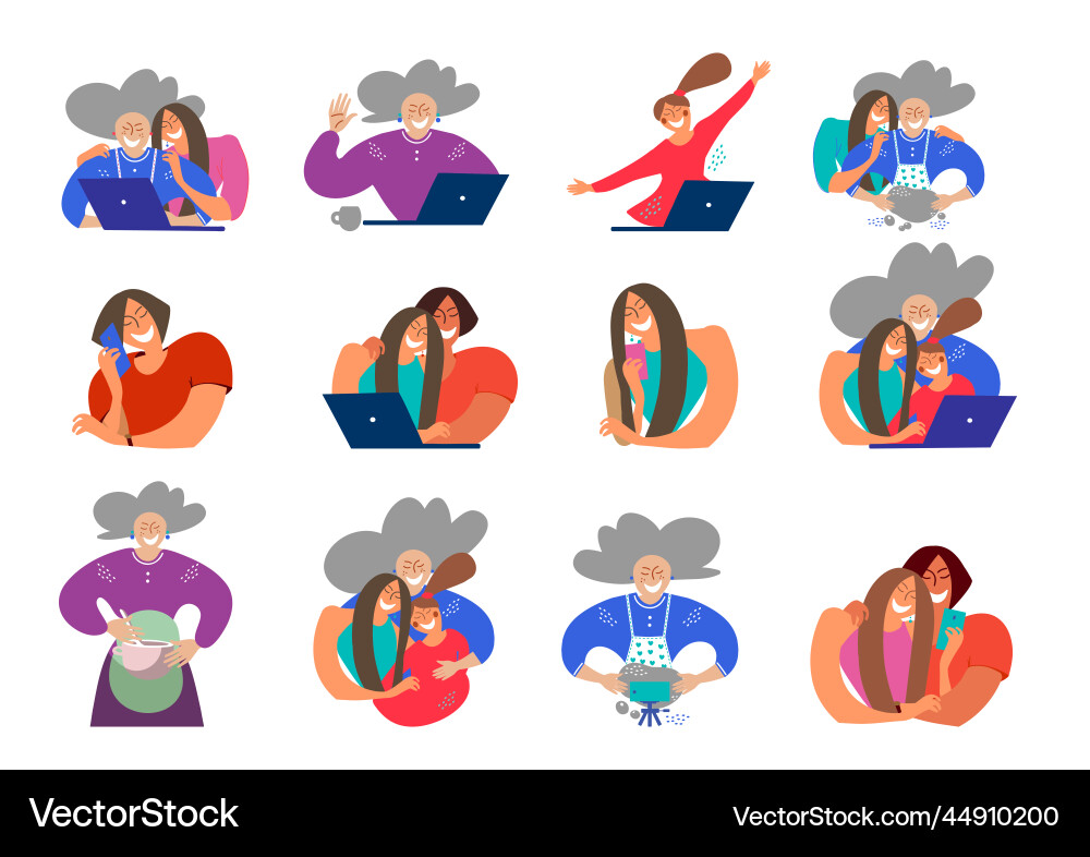 A set of happy smiling people in different Vector Image