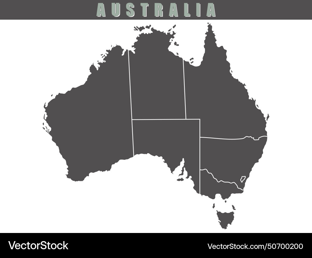 Australia map with states gray color Royalty Free Vector