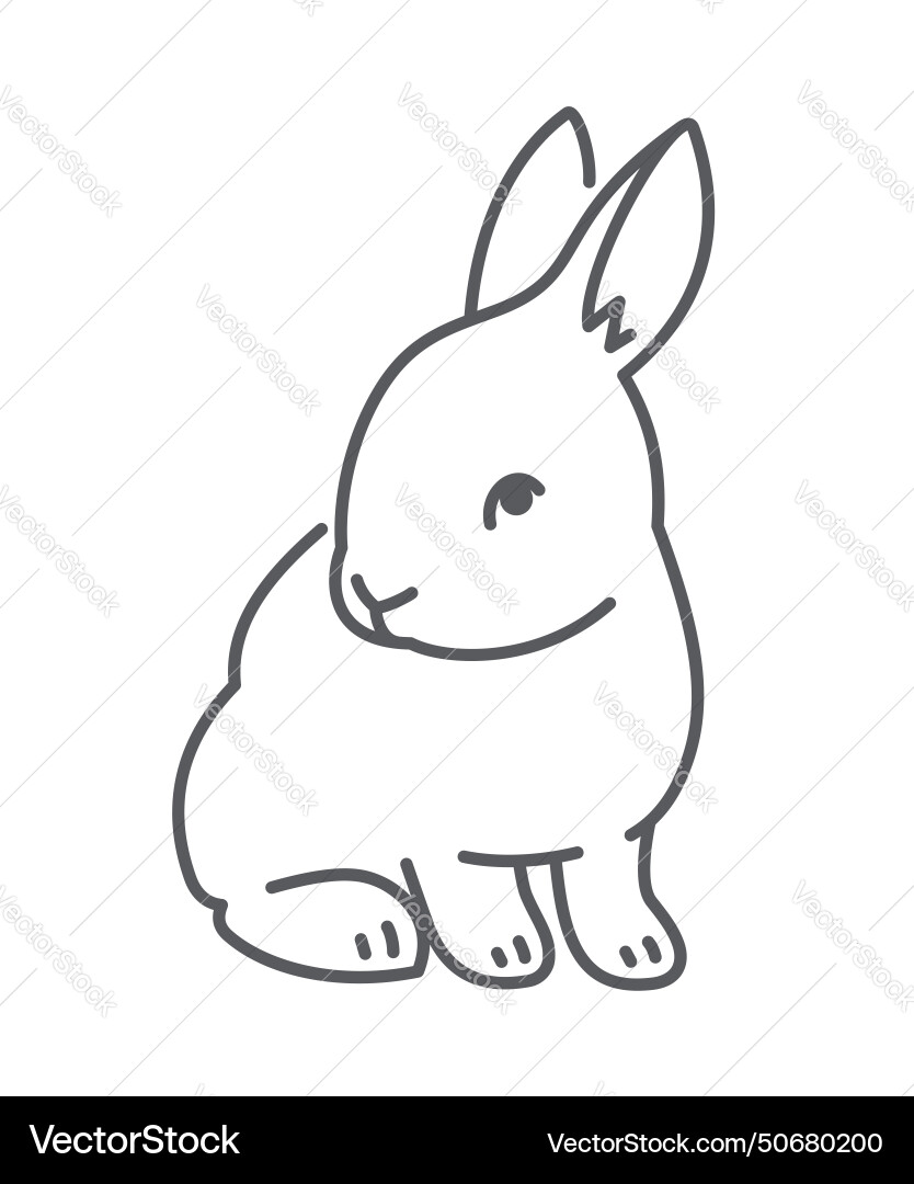 Baby rabbit simple thin line icon Royalty Free Vector Image