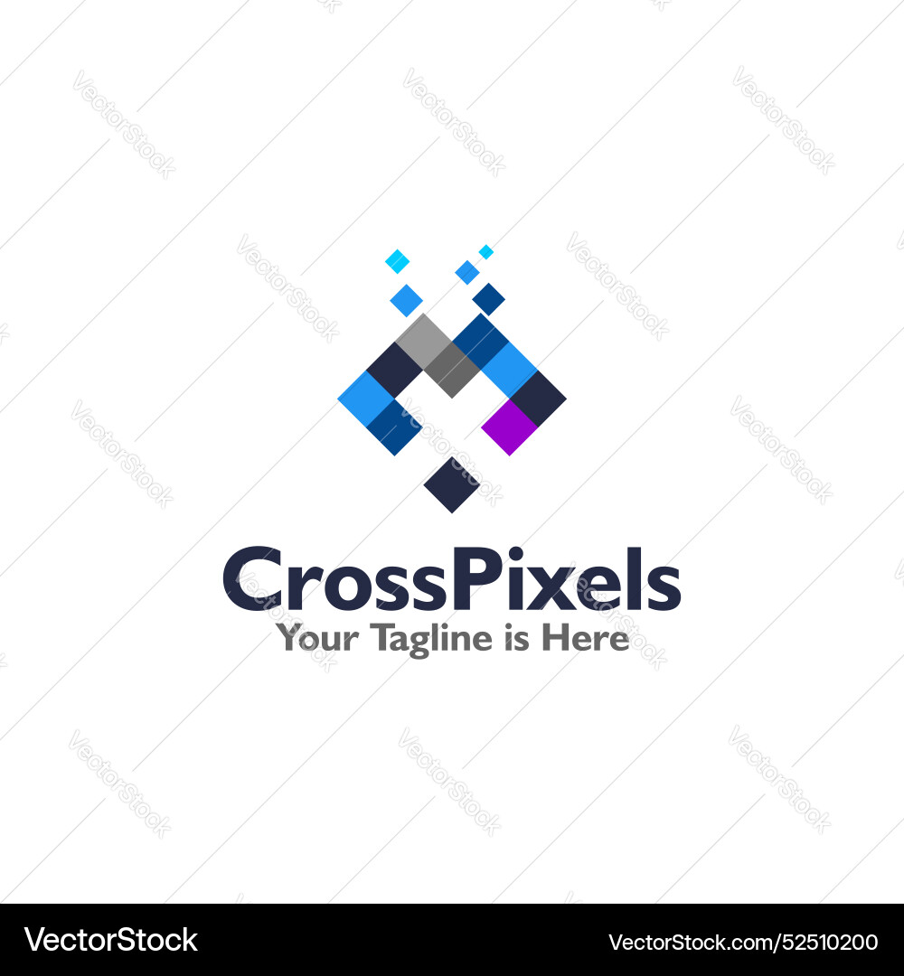 Cross pixel logo design concept Royalty Free Vector Image