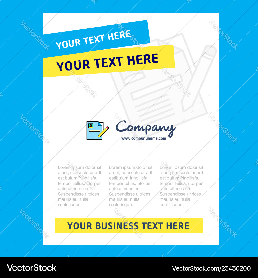 Cv title page design for company profile annual Vector Image