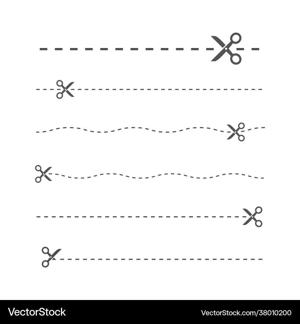 Dashed line and scissors Royalty Free Vector Image