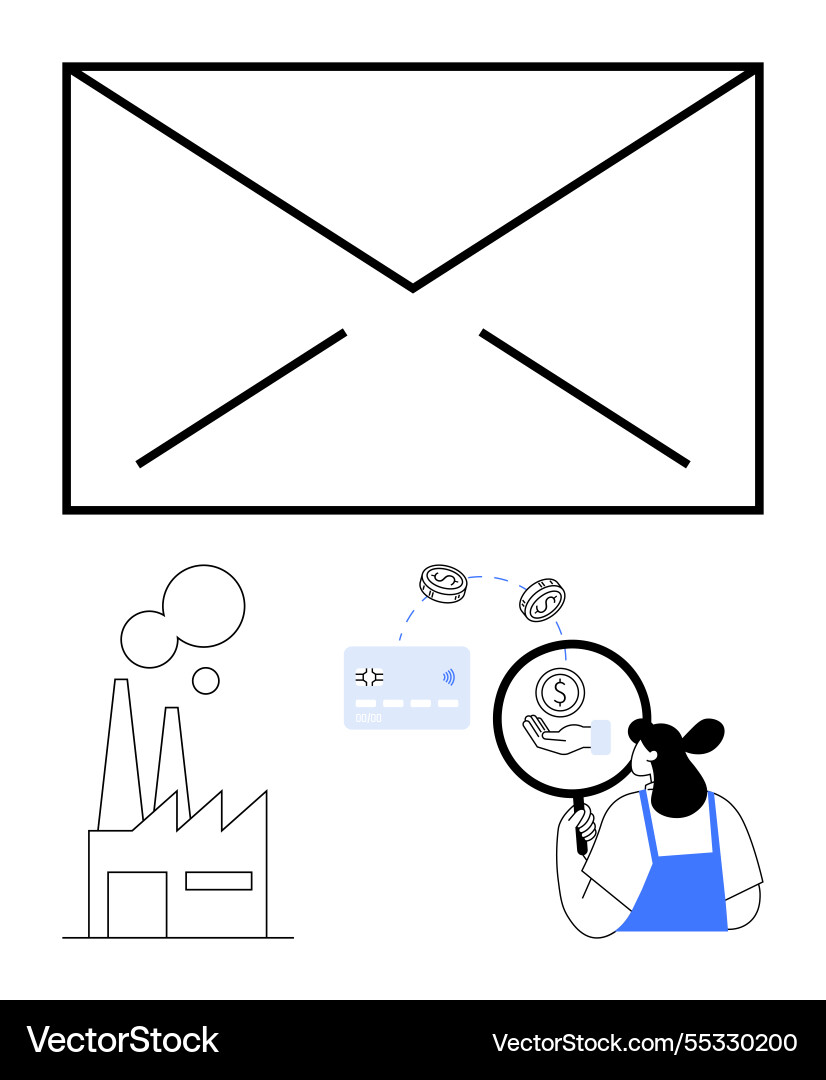 Factory worker analyzing financial growth Vector Image