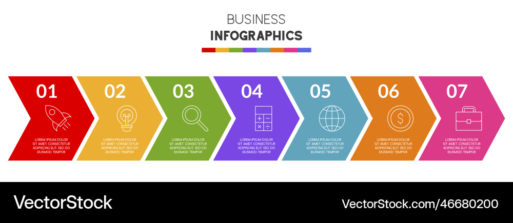 Infographics design template and icons with 7 Vector Image