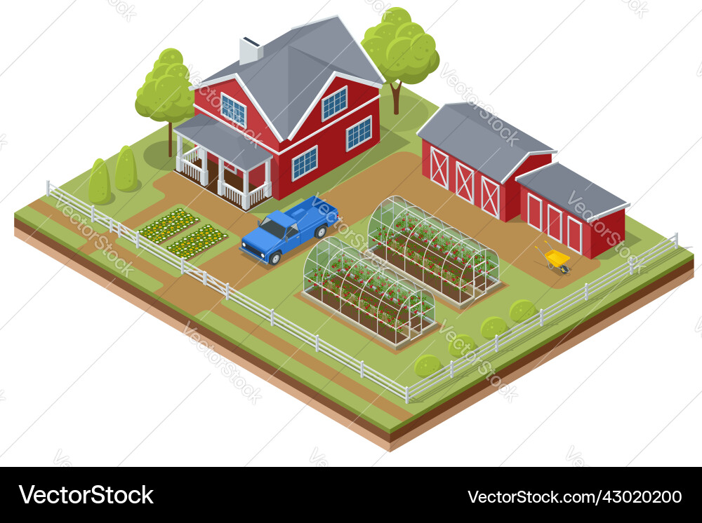 Isometric agricultural farm buildings windmill Vector Image