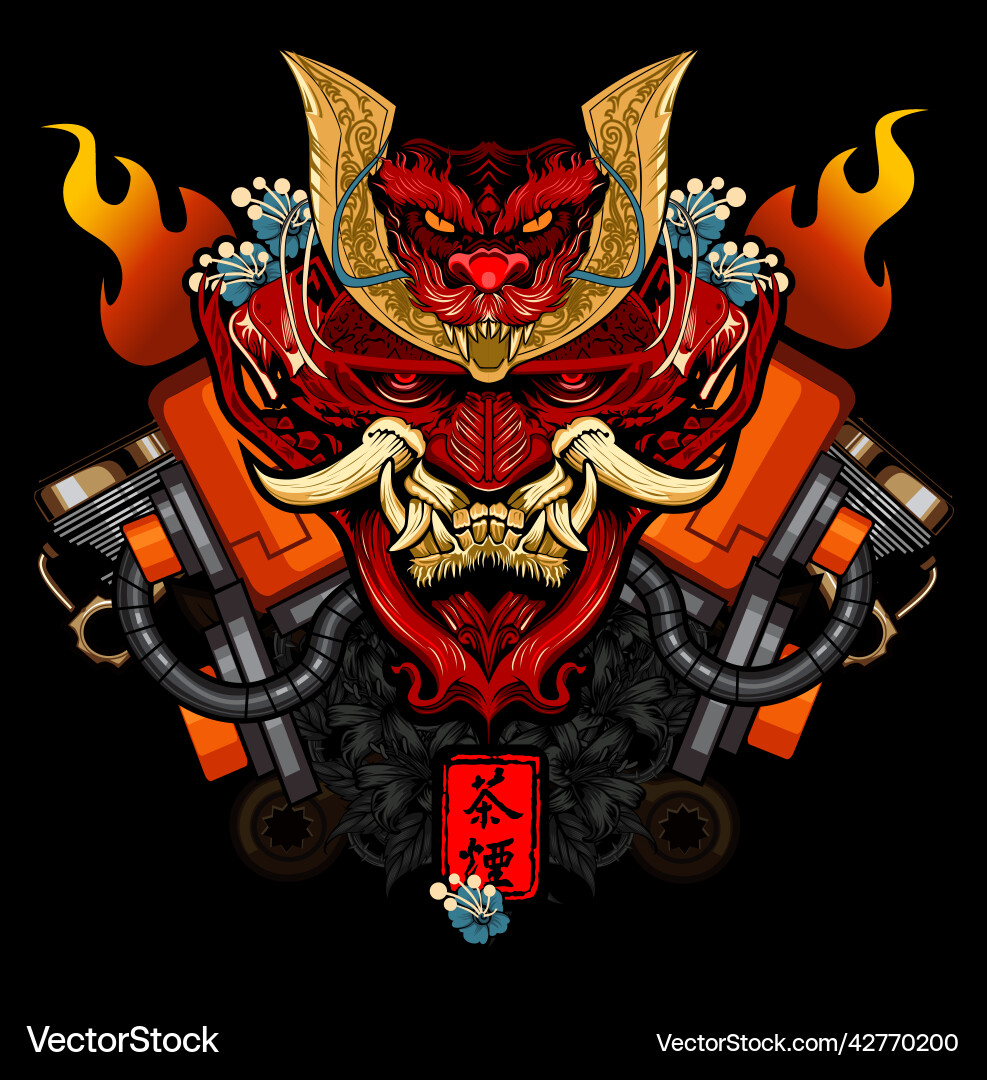 Japanese samurai cyborg armor Royalty Free Vector Image