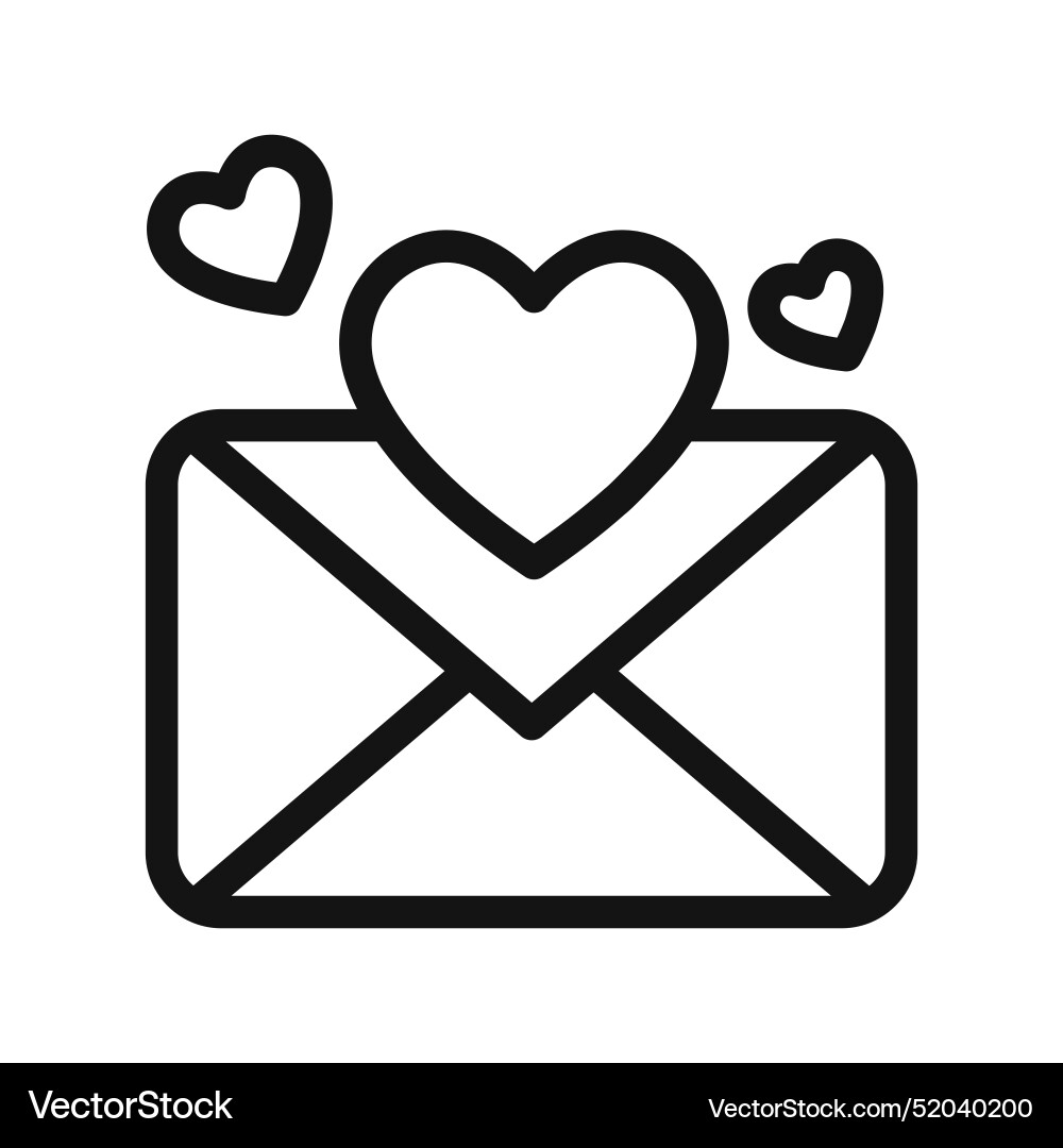 Love letter icon black and white sign Royalty Free Vector