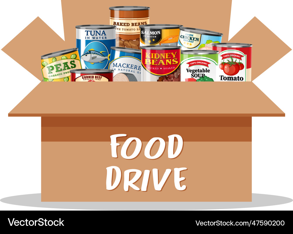 Preservatives canned food in the box Royalty Free Vector