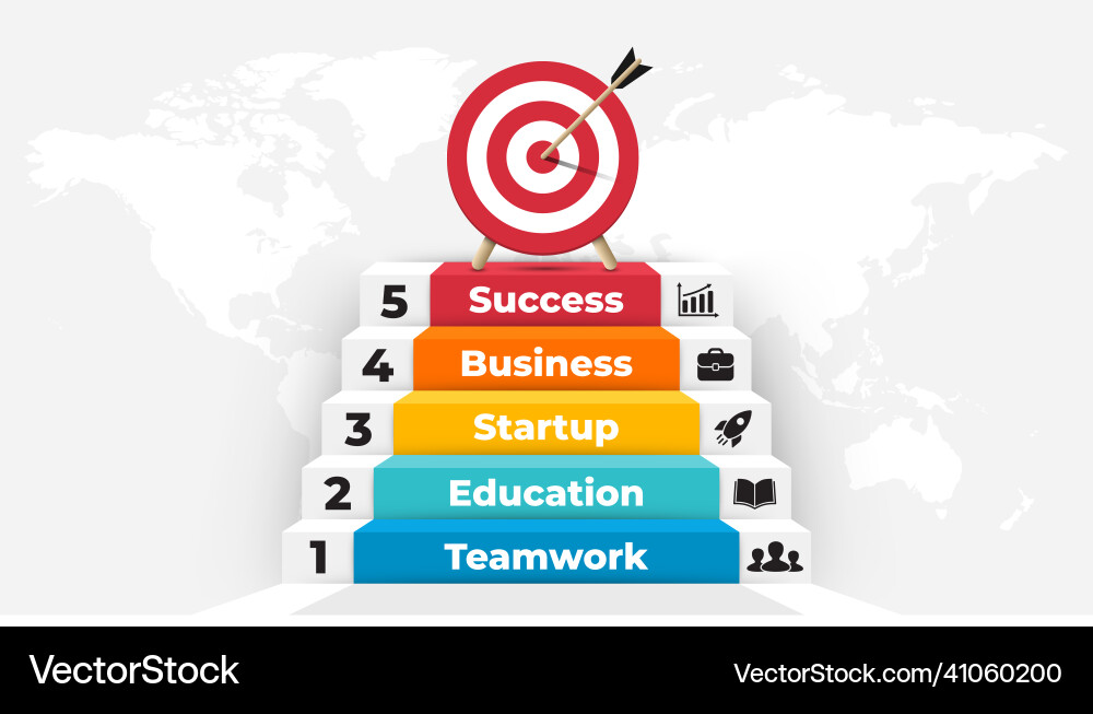 Stairs up to success infographic successful Vector Image