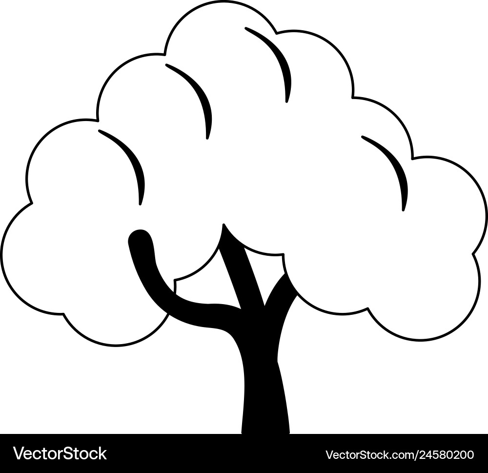 Tree nature symbol in black and white Royalty Free Vector