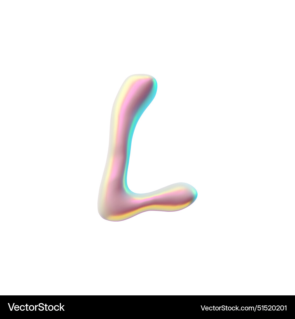 3d pink shiny letter l made in a glossy Royalty Free Vector