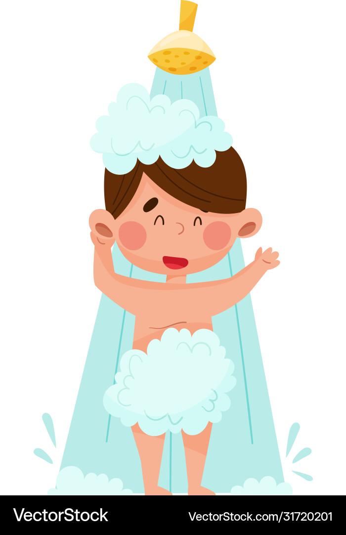 Boy character taking a shower in morning – Royalty-Free Vector ...