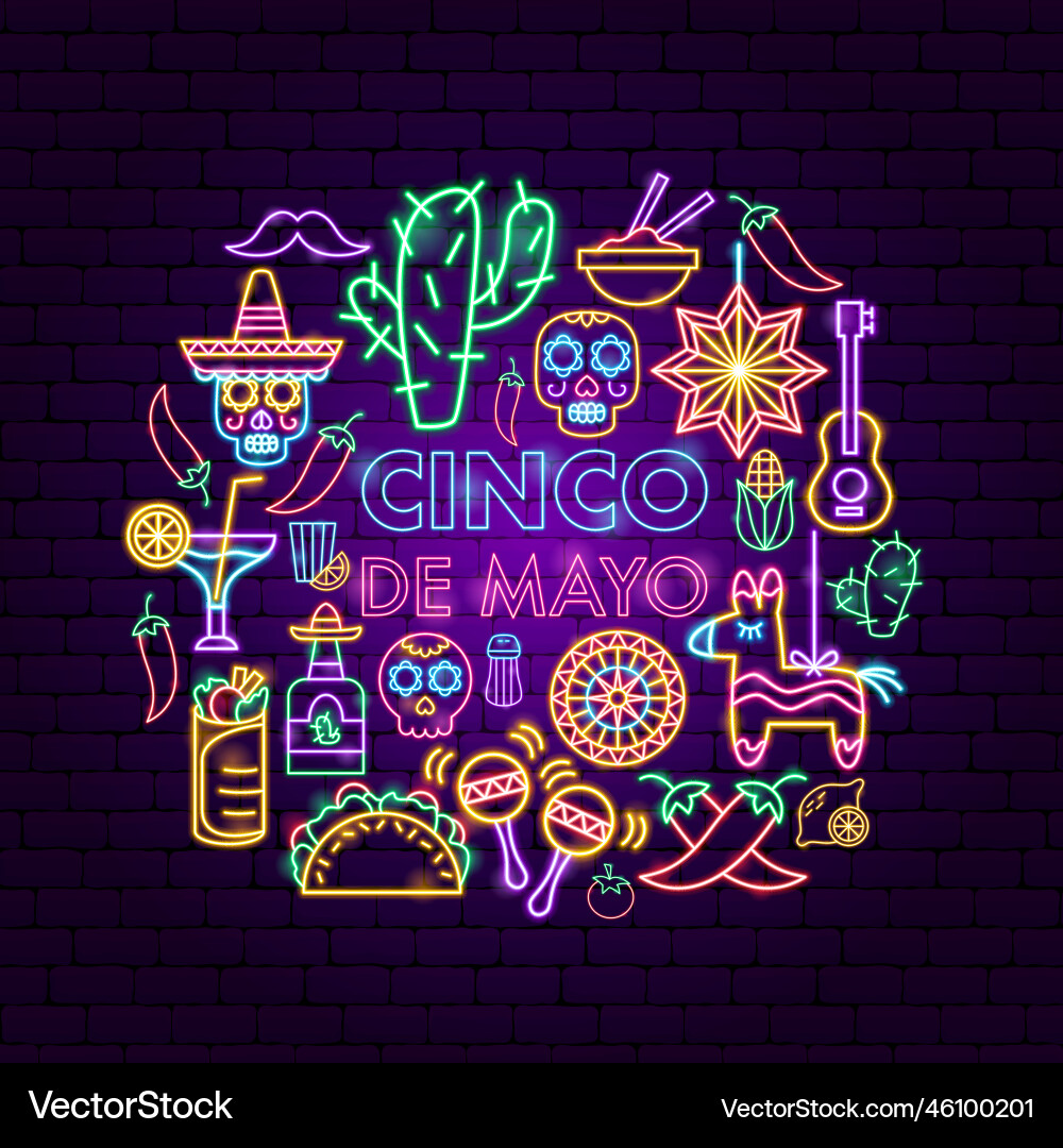Cinco de mayo neon circle concept Royalty Free Vector Image