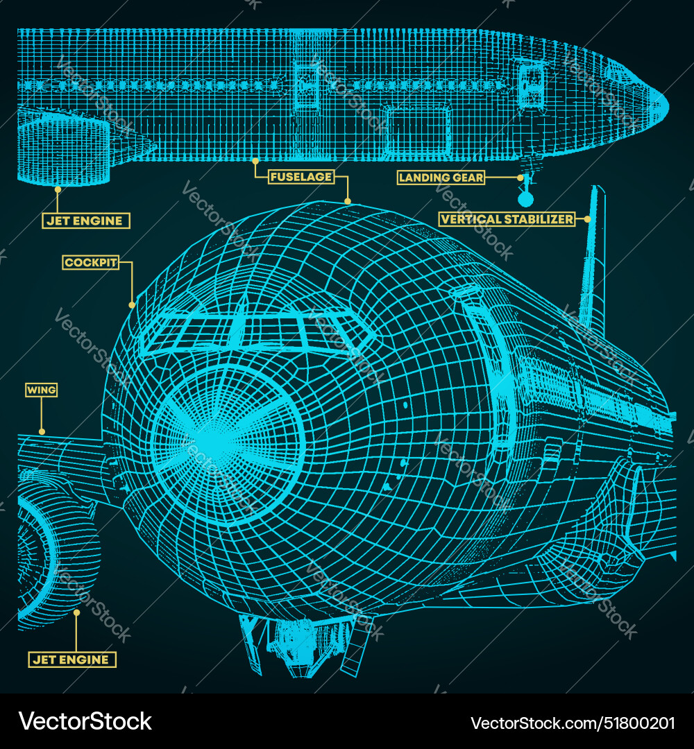 Civil aircraft drawings Royalty Free Vector Image