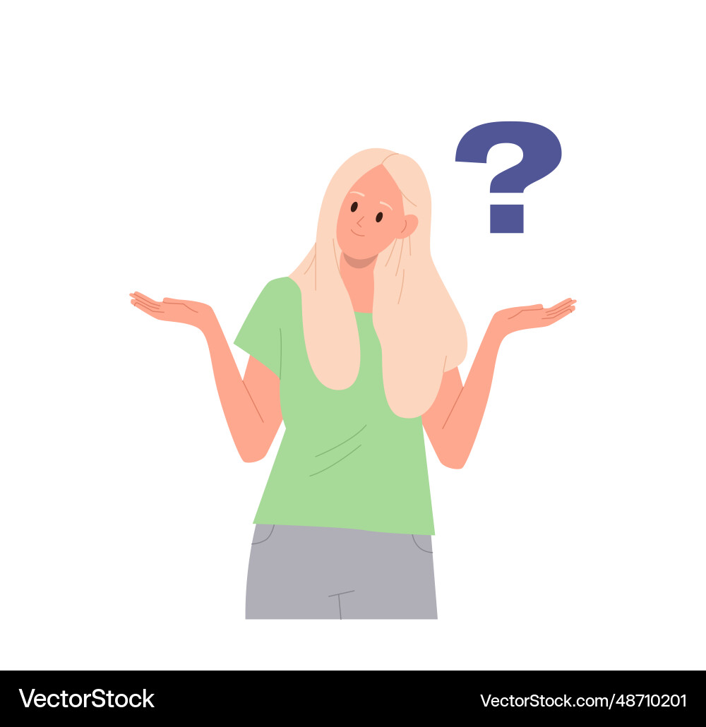 Confused woman thinking with question mark looking