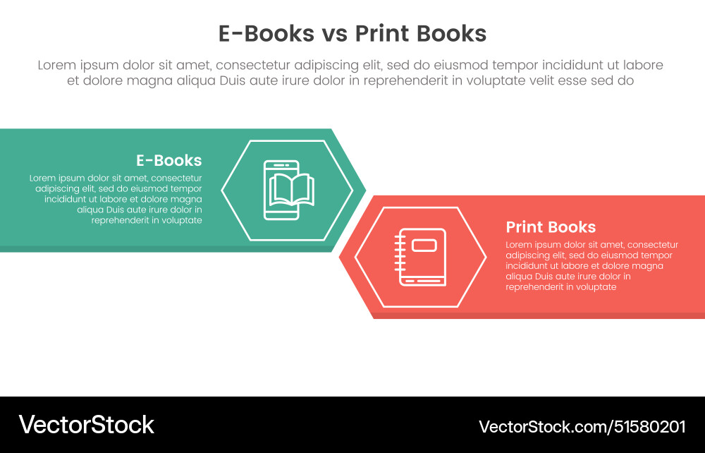 Ebook vs physical book comparison concept Vector Image