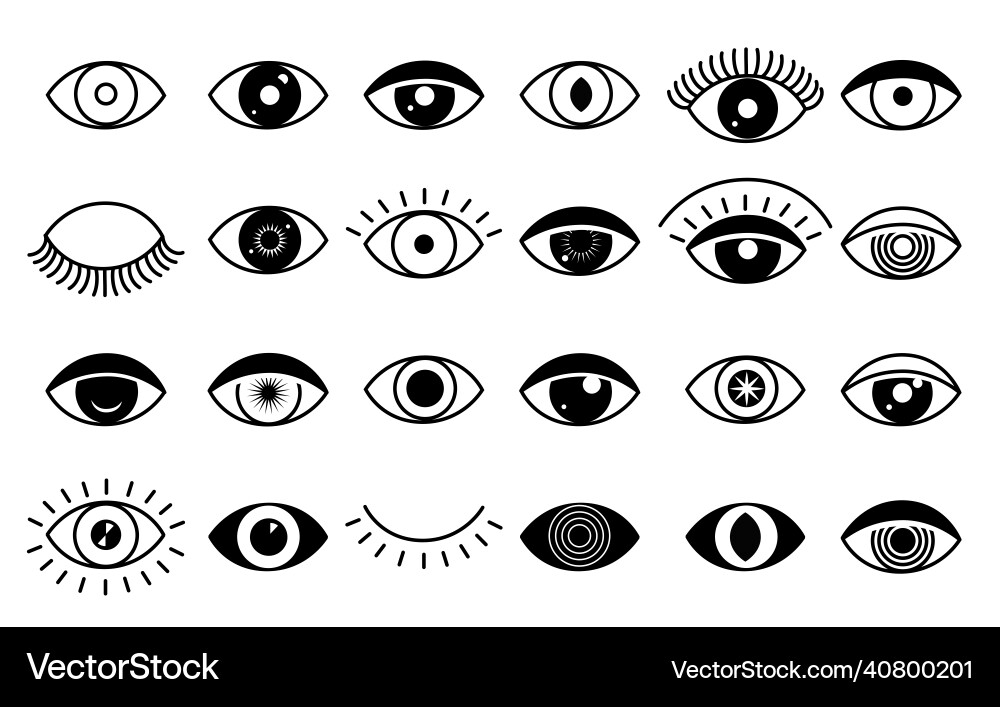 Eye icons open and closed human eyes Royalty Free Vector
