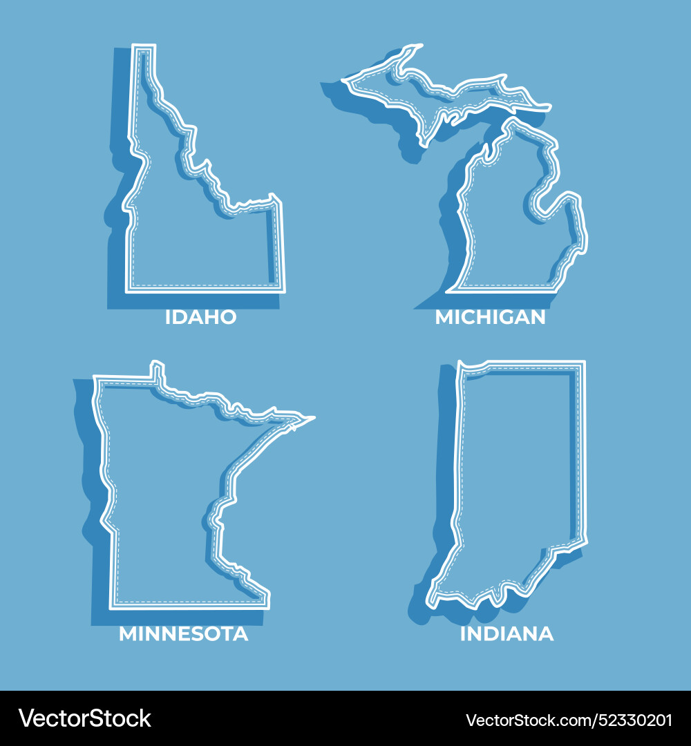 Flat design usa states outline map Royalty Free Vector Image