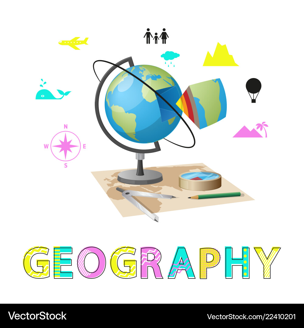 Geography poster and globe Royalty Free Vector Image