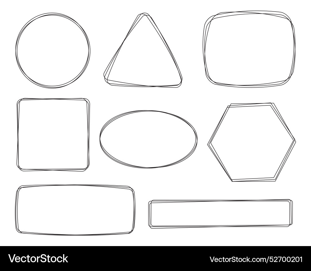 Geometric shapes outline hand drawn borders Vector Image