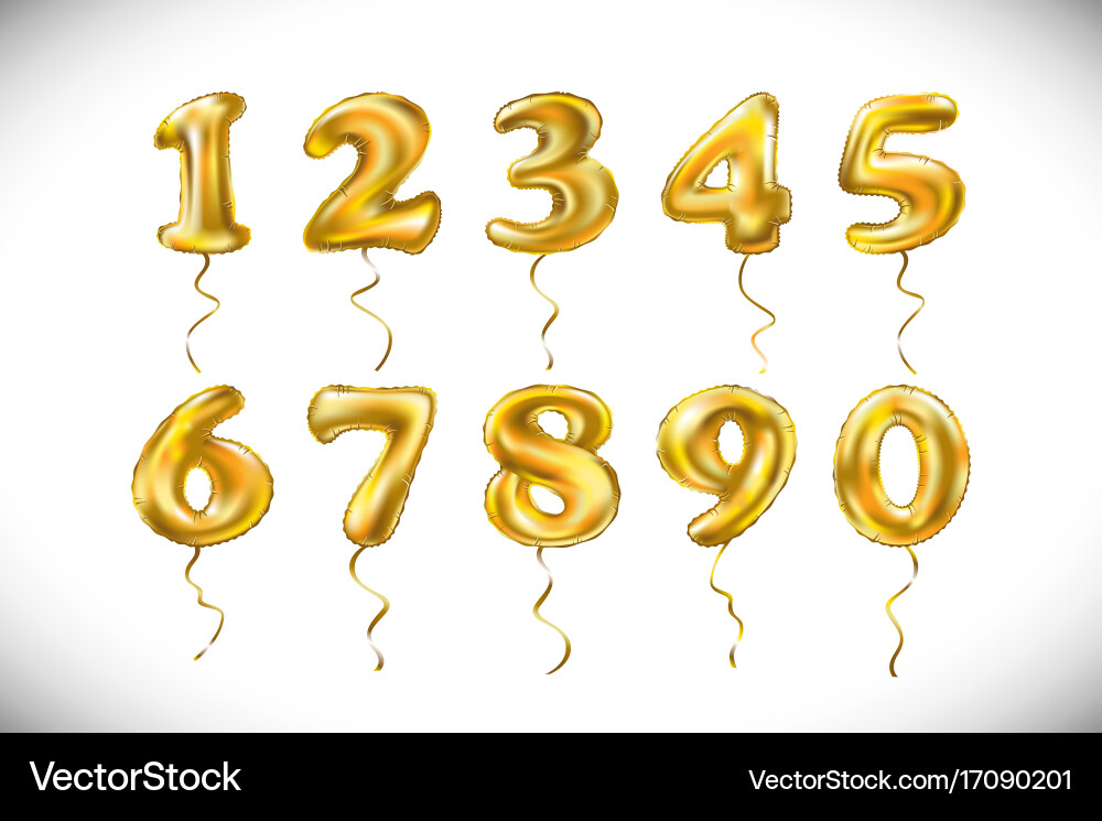 Golden Number Balloons Set Royalty Free Vector Image
