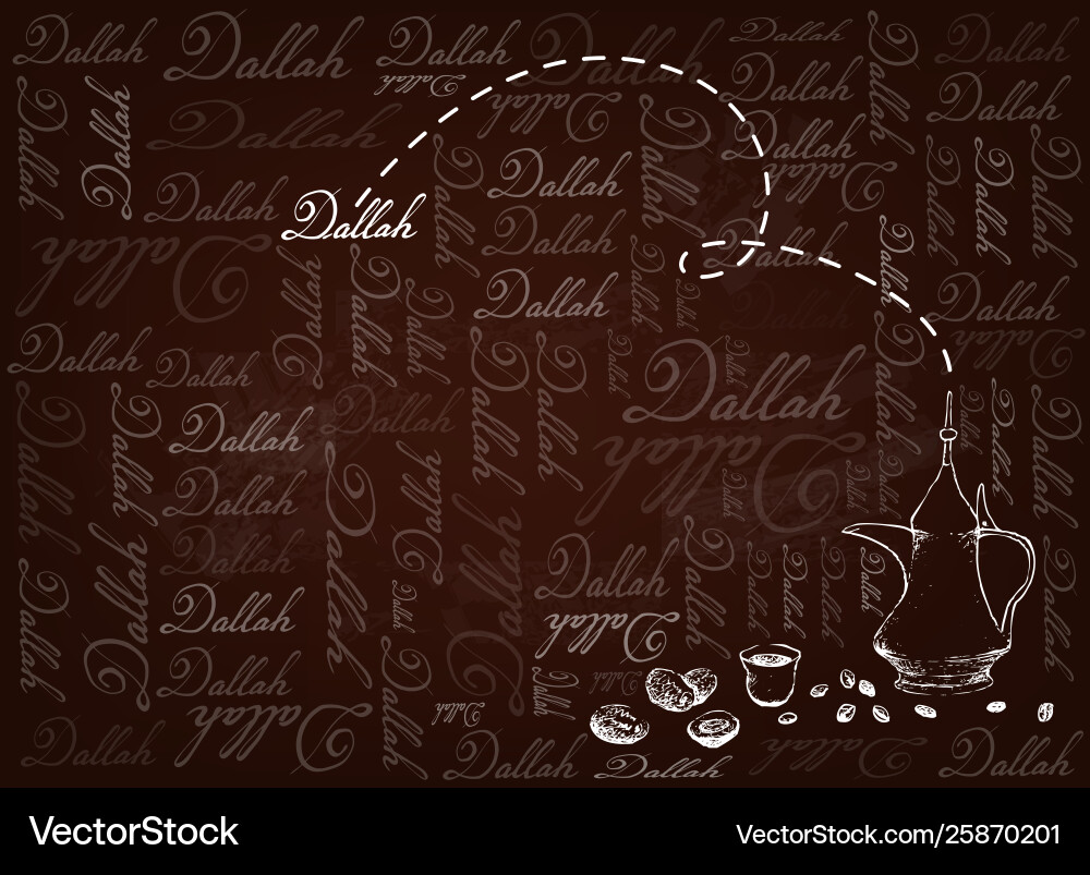 Hand drawn background dallah or traditional tur Vector Image