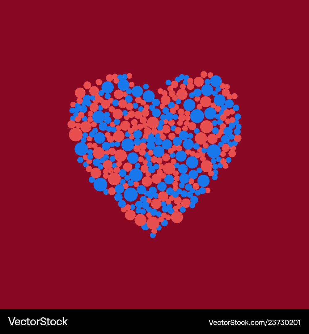 Heart of red and blue circles Royalty Free Vector Image