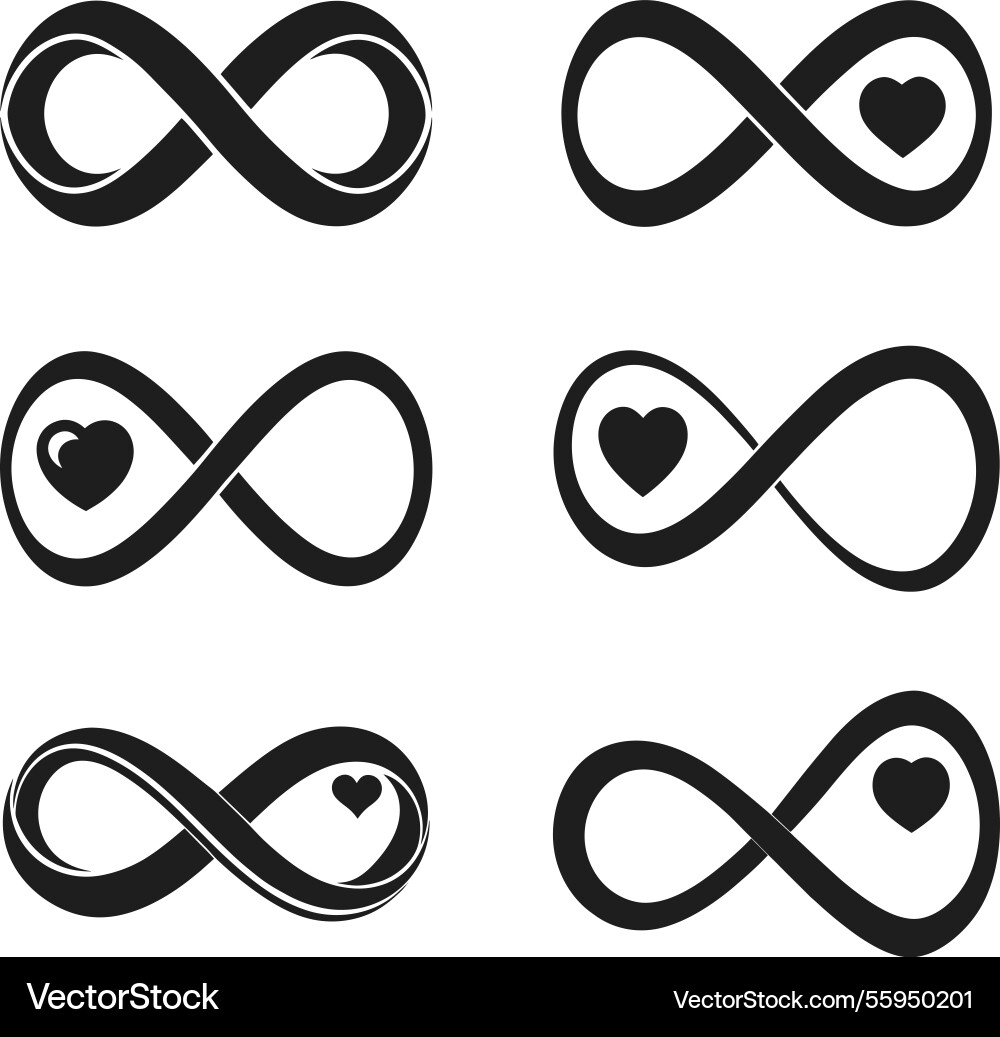 Infinity love symbol collection elegant set of Vector Image