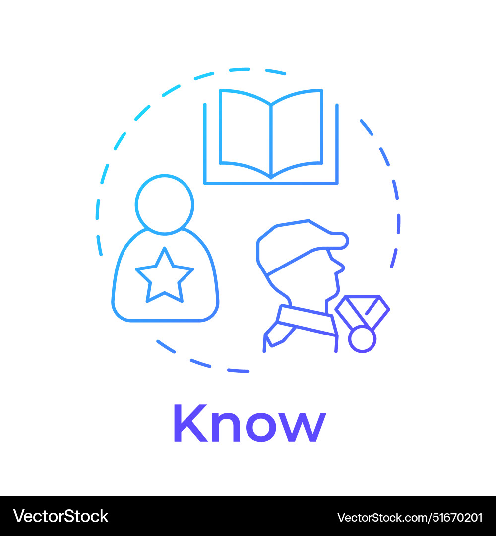 Know military philosophy blue gradient concept Vector Image