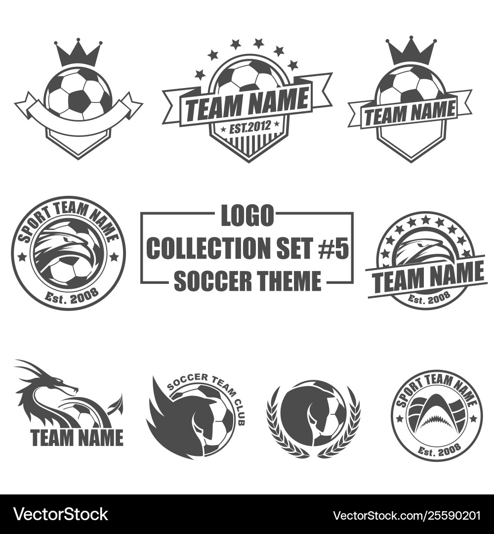Logo collection set with soccer theme Royalty Free Vector
