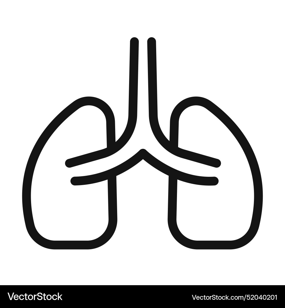 Lungs icon black and white sign Royalty Free Vector Image