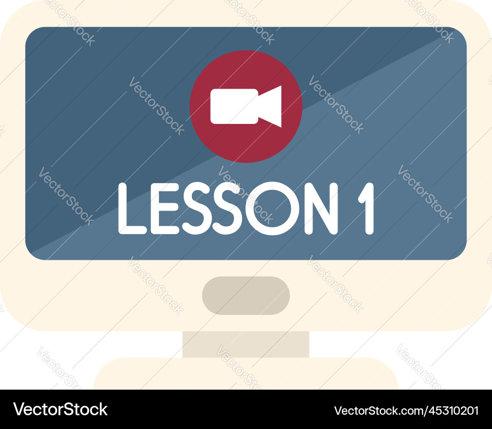 Online video lesson icon flat study book Vector Image