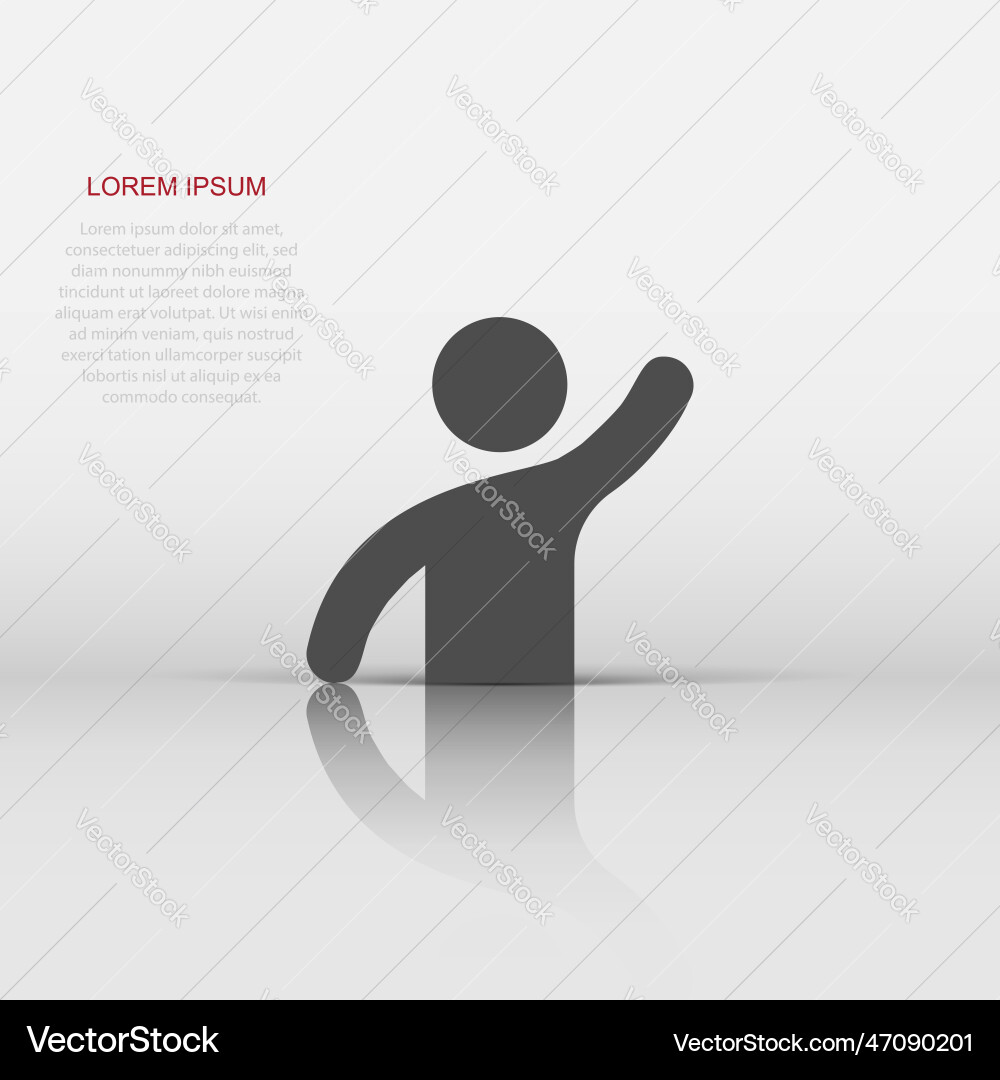 People greeting with hand up icon in flat style Vector Image