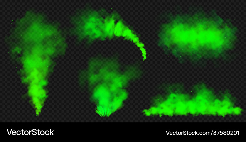 Realistic green colorful smoke clouds mist effect Vector Image
